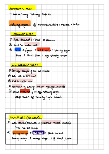FOOD TESTS - A LEVEL BIOLOGY | Teaching Resources