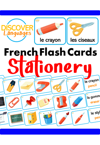 Beginner French Stationery Flash Cards - La Papeterie - Cartes Flash ...