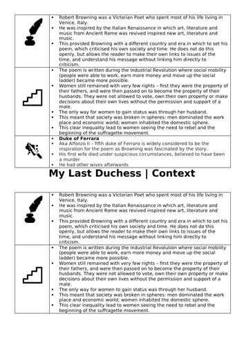 My Last Duchess Low Ability Lesson Bundle | Teaching Resources