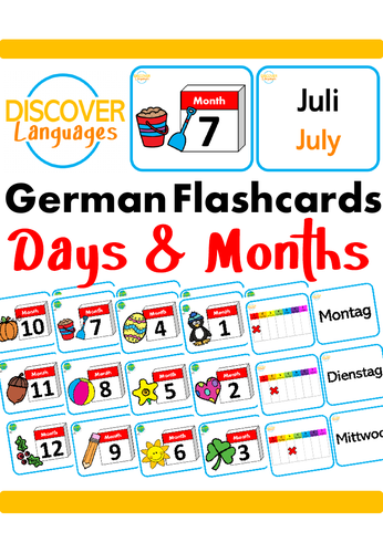 Beginner German Flash Cards - Days & Months | Teaching Resources