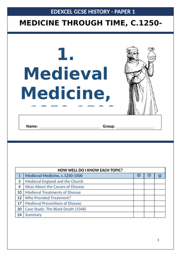Edexcel GCSE 9-1 History: Medicine Through Time ALL BOOKLETS BUNDLE ...