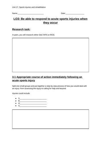 CTEC Sport Unit 17 LO3 | Teaching Resources