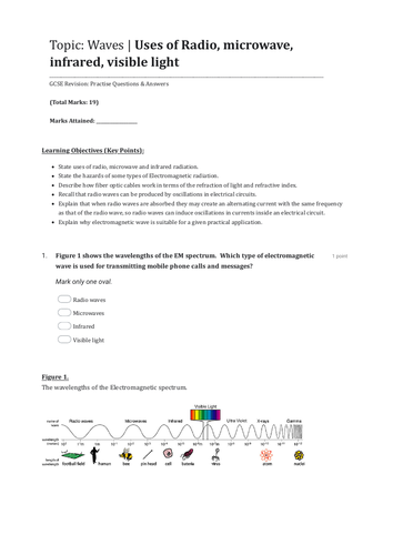 GCSE/IGCSE Physics: Uses of EM Spectrum Part 1 - Self-Assessment ...