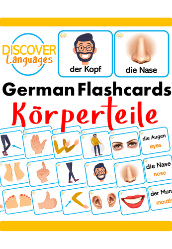 German Flash Cards - Body Parts - Körperteile | Teaching Resources