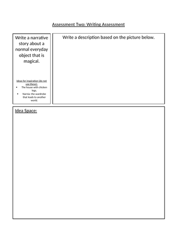 Descriptive Writing Assessment - Fantasy | Teaching Resources