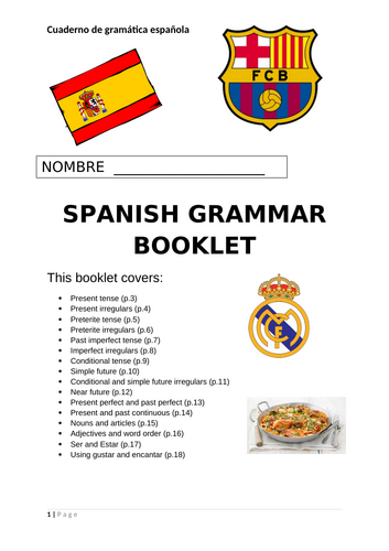 GCSE Spanish Grammar booklet | Teaching Resources