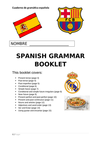 GCSE Spanish Grammar booklet | Teaching Resources