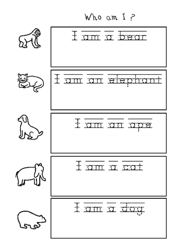 Who am I? Animals Picture Match + Write | Teaching Resources