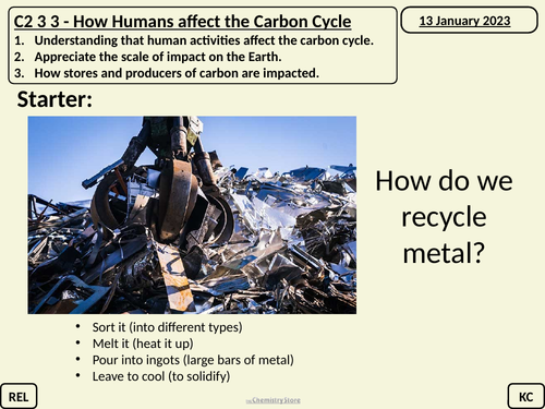 KS3 Chemistry AQA C2 3 3 Exploring how Humans affect the Carbon Cycle ...