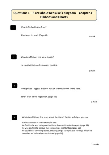 SATS style reading practice Year 6 Kensuke's Kingdom | Teaching Resources