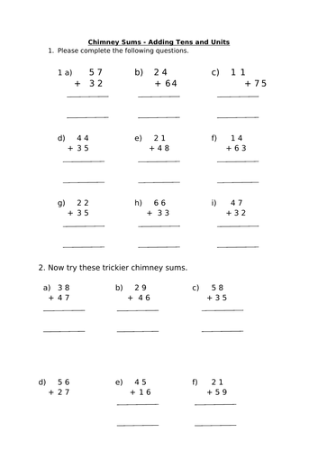 Numeracy - T+U Addition Chimney Sums | Teaching Resources