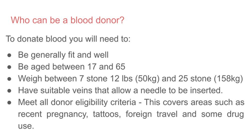 Blood Donation Tutorial PSHE | Teaching Resources