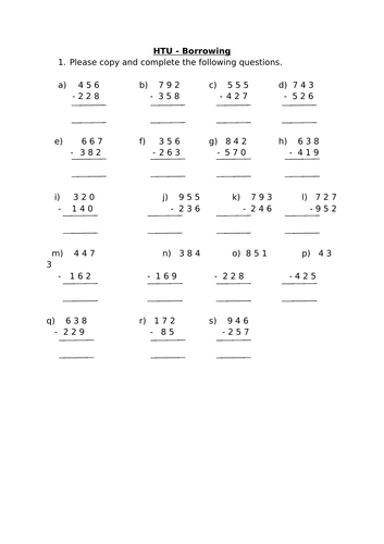 Numeracy - Th, H, T, U Subtraction Chimney Sums | Teaching Resources