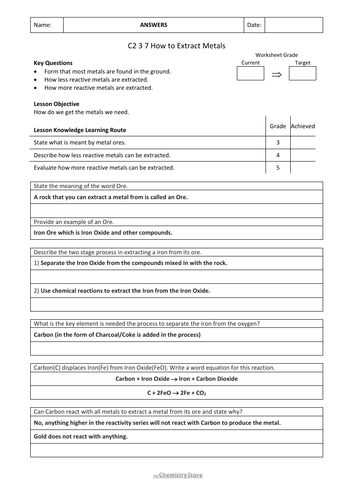 KS3 Chemistry AQA C2 3 7 How to Extract Metals Lesson Bundle | Teaching ...
