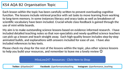 KS4 AQA B2 Biology Organisation L2 Breathing and Lungs | Teaching Resources
