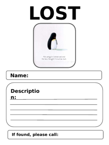 Lost and Found, Oliver Jeffers - KS1 Year 1 - LOST poster template and ...