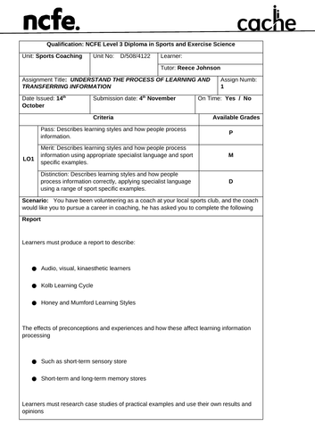 NCFE Sport Level 3 - Sports Coaching | Teaching Resources