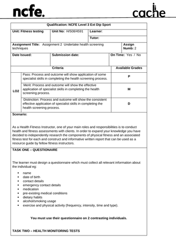 NCFE Sport Level 3 - Fitness Testing for Sport & Exercise | Teaching ...