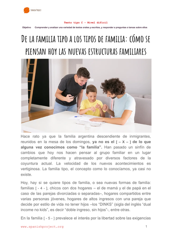 IB Spanish Ab Initio-Reading-De la familia tipo a los tipos de familia ...