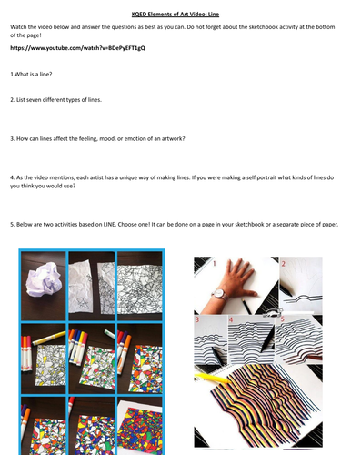 KQED Elements of Art Video Worksheet Line | Teaching Resources