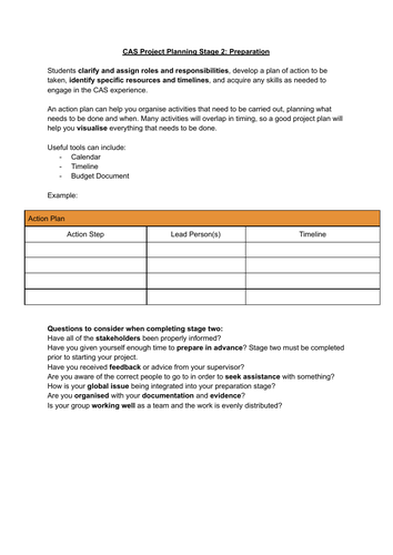 CAS Project Planning Stage 2: Preparation | Teaching Resources