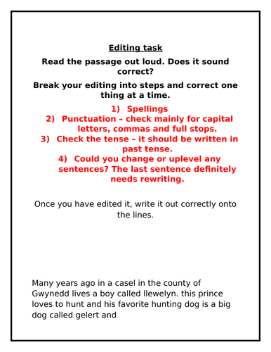 Proofreading and editing tasks | Teaching Resources