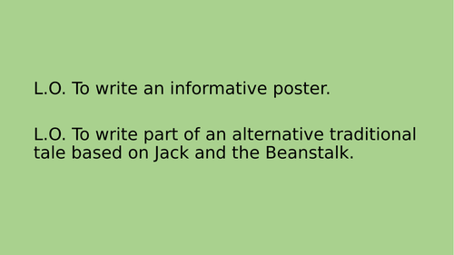 KS1 Writing an Alternative Tale - Jack and the Beanstalk (LA Wanted ...