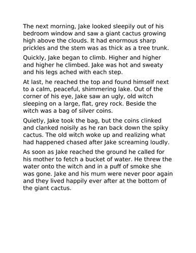 KS1 Writing an Alternative Tale - Jack and the Beanstalk (LA Wanted ...