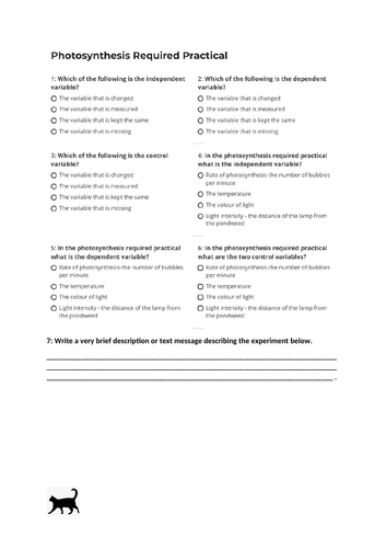 Photosynthesis Required Prac - AQA GCSE TrilF | Teaching Resources