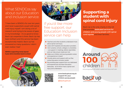 Spinal cord injury and education life - key information from Back Up ...