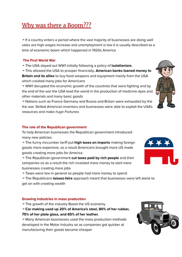 The boom & Ford motto industry (AQA AMERICA OPPORTUNITY AND INEQUALITY ...