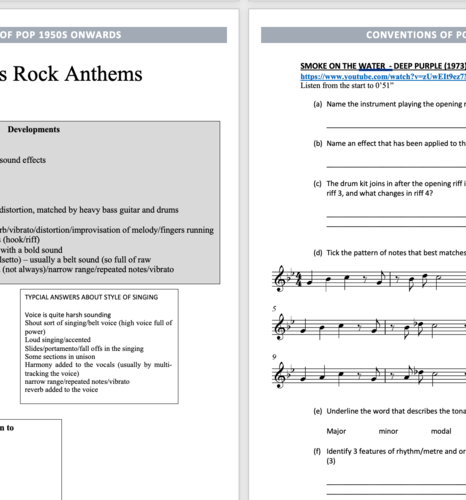 OCR GCSE Music - Area of Study 5 The Conventions of Pop Practice Papers ...