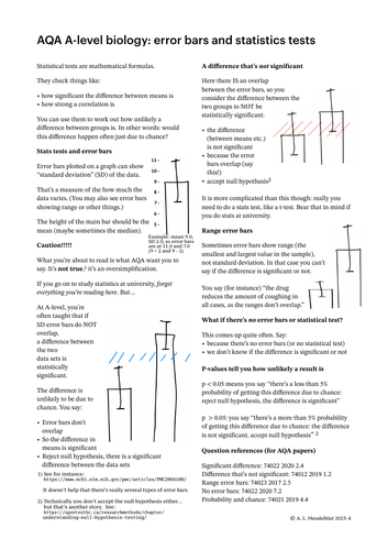 AQA A-level biology error bars and probability: revision notes and ...