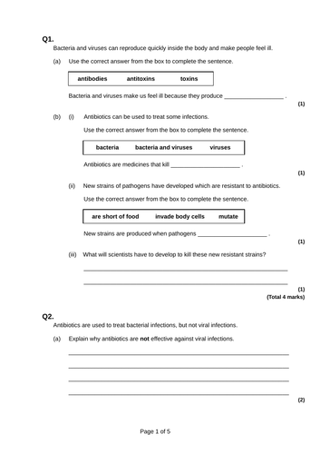 4.3.4 Painkillers, Antibiotics and resistance GCSE BIO | Teaching Resources