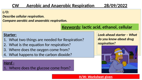 4.4.1 Aerobic and anaerobic respiration GCSE BIO | Teaching Resources