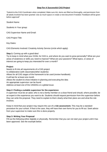 Steps For A Successful CAS Project and Project Proposal Outline ...