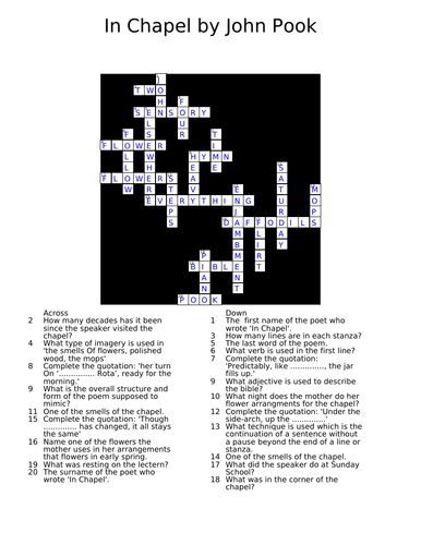 In Chapel by John Pook WJEC Welsh Poetry NEA | Teaching Resources