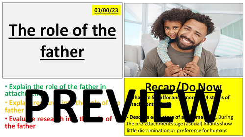 The role of the father - AQA A Level Psychology (Attachment) | Teaching ...
