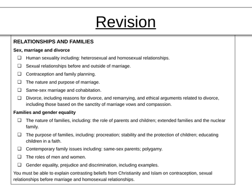 Relationships & Families - WHOLE UNIT! (AQA RS GCSE) | Teaching Resources