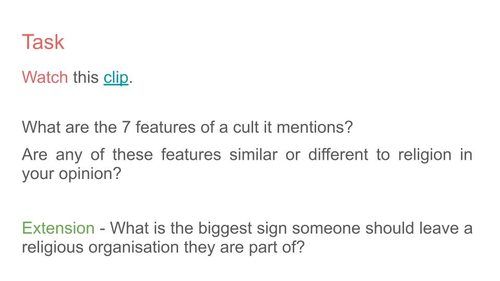 Cults Tutorial | Teaching Resources