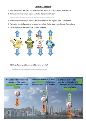 Terminal Velocity - AQA Trilogy | Teaching Resources