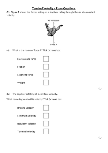 Terminal Velocity - AQA Trilogy | Teaching Resources