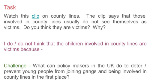 Gangs and County Lines PSHE | Teaching Resources