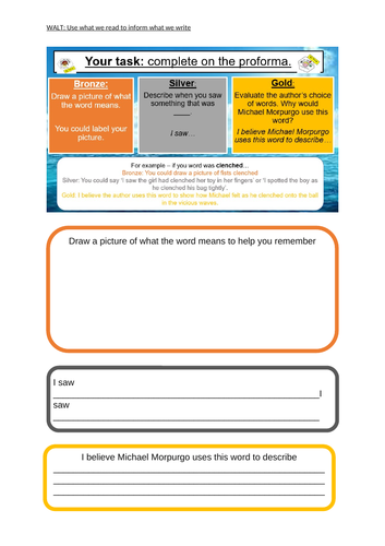 Kensuke's Kingdom Vocabulary Lesson Proforma | Teaching Resources