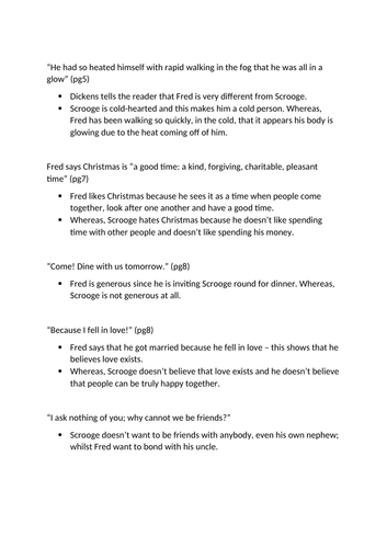Scrooge and Fred difference quote analysis sheet. A christmas carol by ...