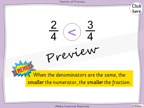 Comparing And Ordering Non Unit Fractions Year 3 Teaching Resources