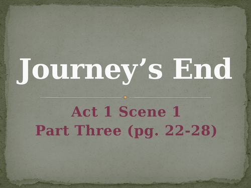 Journey's End SoW (IGCSE) | Teaching Resources