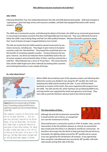 Why did Korea become involved in the Cold War - CW002 | Teaching Resources