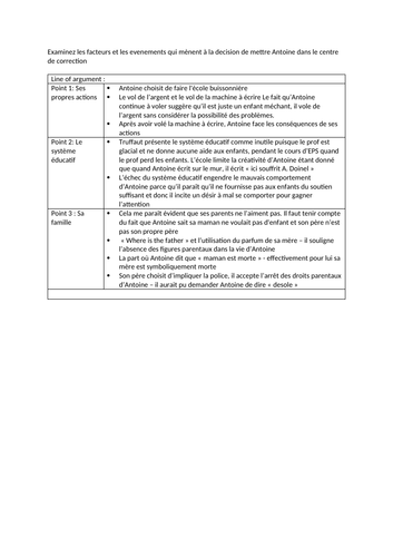 A Level French Les 400 Coups Essay Plans | Teaching Resources