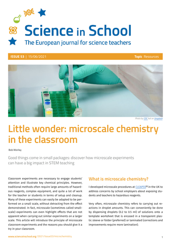 Little wonder: microscale chemistry in the classroom | Teaching Resources